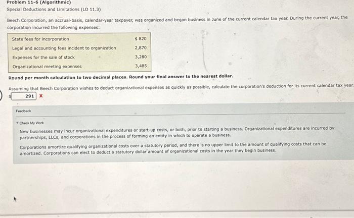 Solved Problem 11-6 (Algorithmic) Special Deductions and | Chegg.com