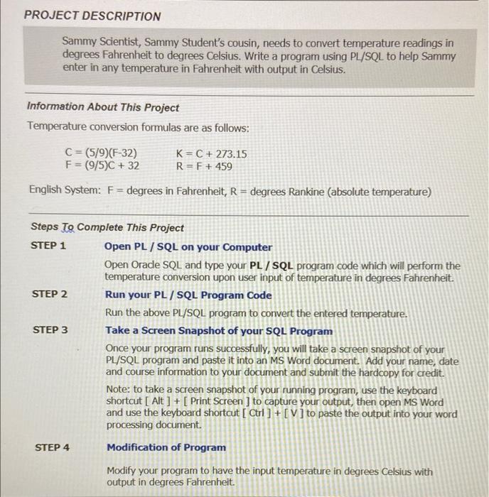Solved PROJECT DESCRIPTION Sammy Scientist, Sammy Student's | Chegg.com