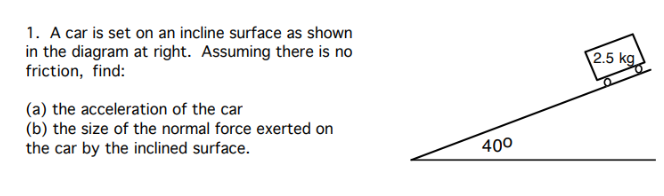 Solved A car is set on an incline surface as shownin the | Chegg.com