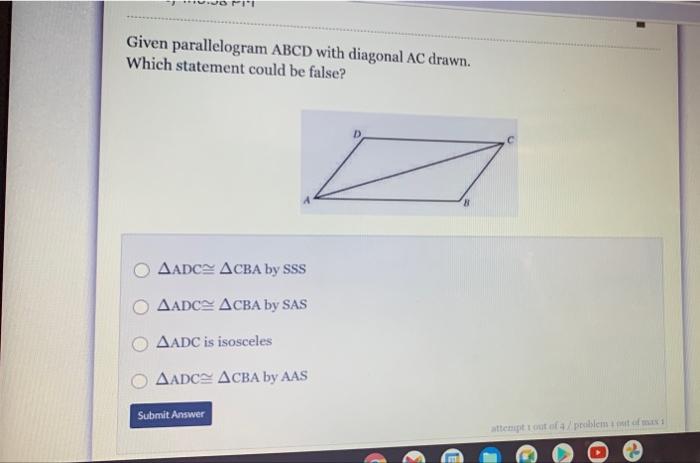 Solved Given parallelogram ABCD with diagonal AC drawn. | Chegg.com