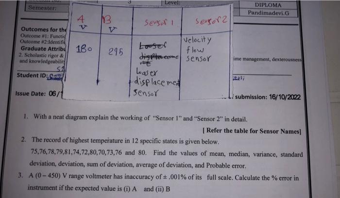 1. With a neat diagram explain the working of "Sensor | Chegg.com