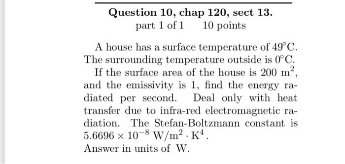 Solved Question 10, chap 120 , sect 13. part 1 of 110 points | Chegg.com