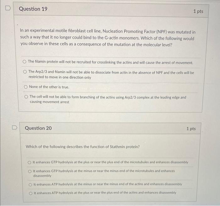 Solved In an experimental motile fibroblast cell line, | Chegg.com