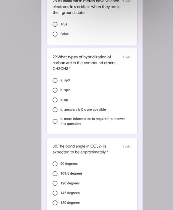Solved 28. All alkali earth metals have valence 1 point | Chegg.com