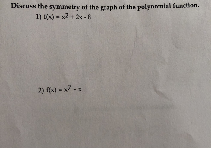 Solved iscuss the symmetry of the graph of the polynomial | Chegg.com