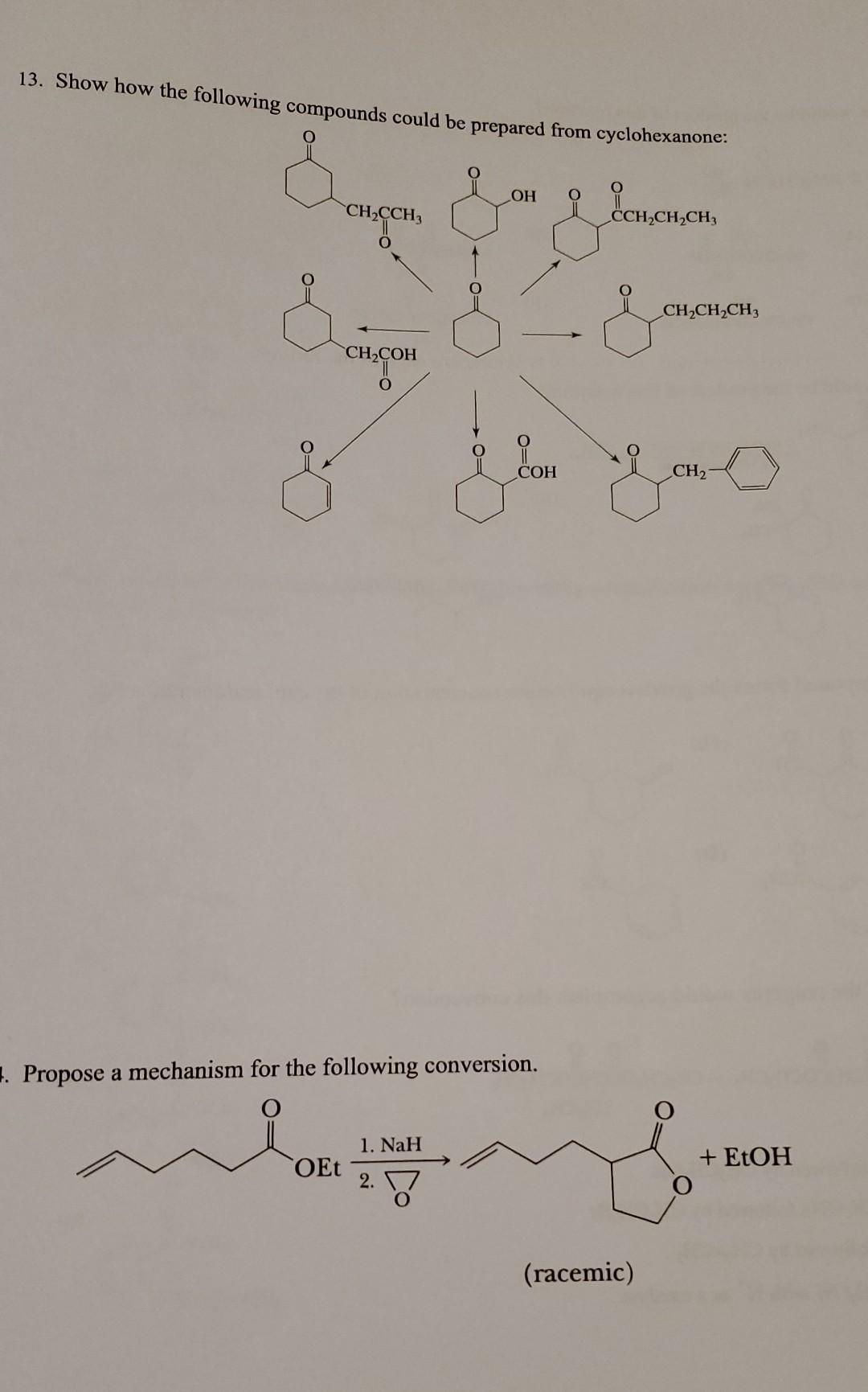Solved 13. Show how the following compounds could be | Chegg.com
