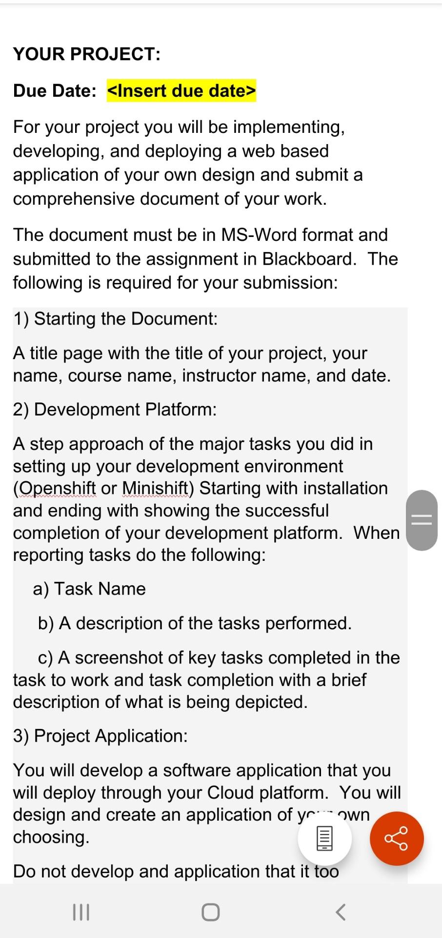 YOUR PROJECT: Due Date: For your project you will be | Chegg.com