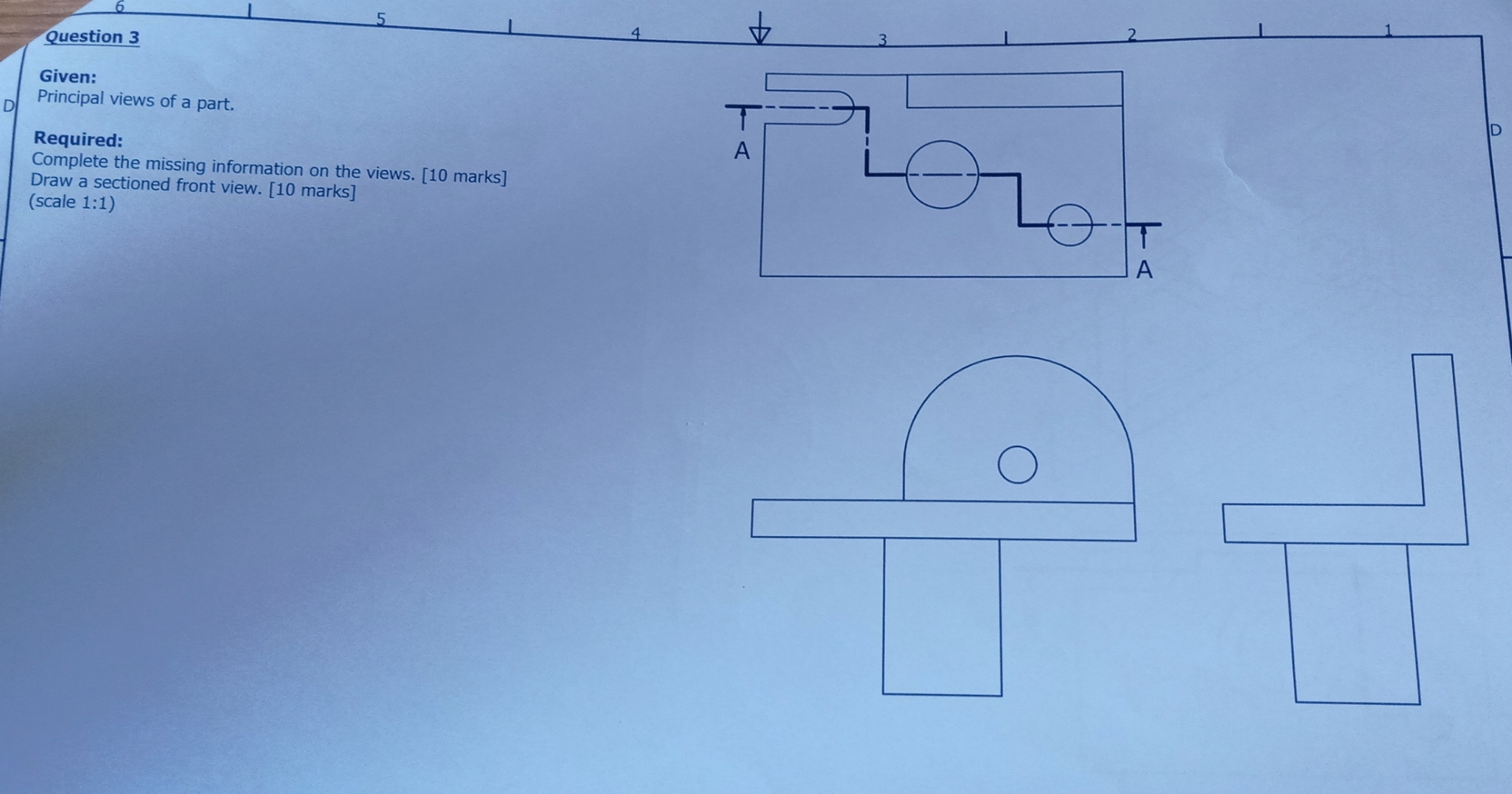 Solved Question 3Given:Principal views of a | Chegg.com