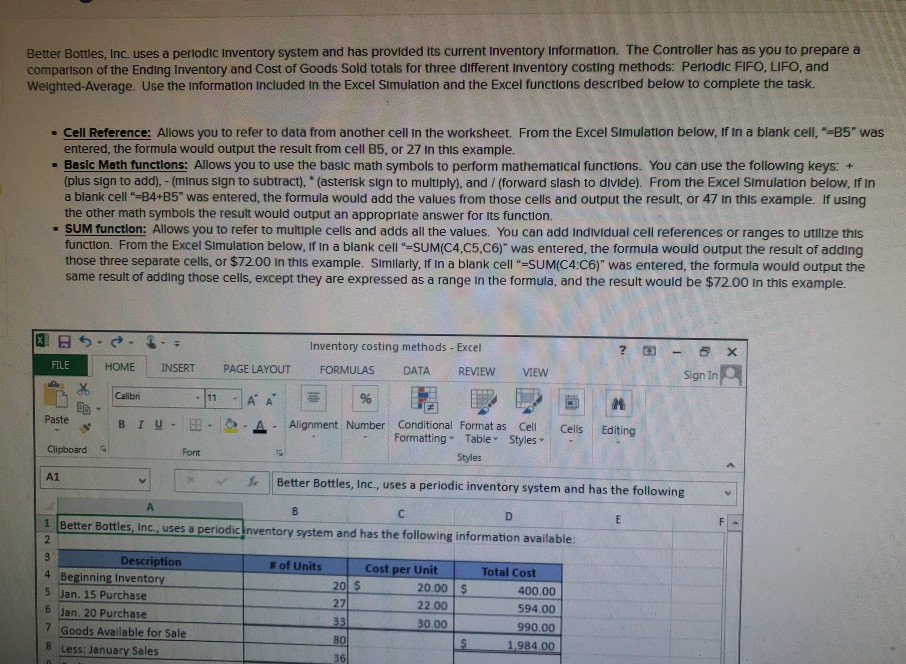 Solved Better Bottles, Inc. uses a periodic Inventory system | Chegg.com