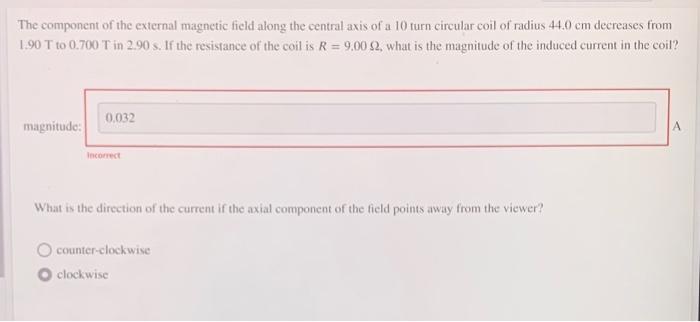 Solved The component of the external magnetic field along | Chegg.com