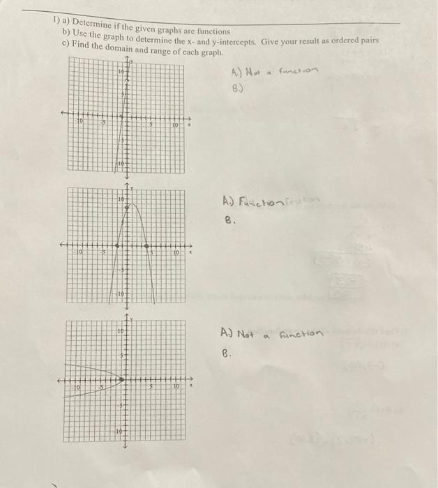 Solved 1) a) Determine if the given graphs are functions b) | Chegg.com