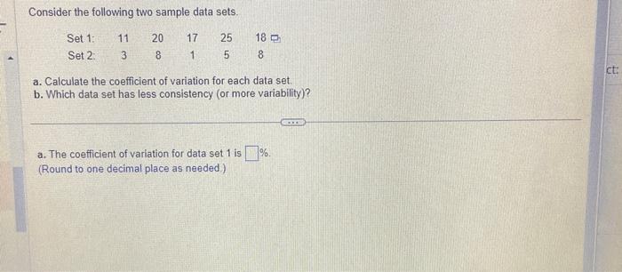 Consider the following two sample data sets. a. | Chegg.com