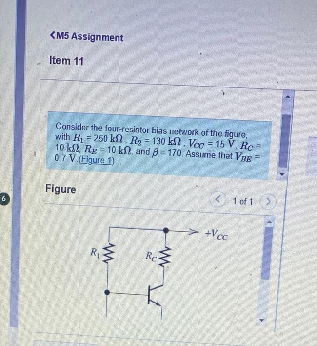 Solved +Vcc 1 of 1 ix Item 11 Consider the four-resistor | Chegg.com