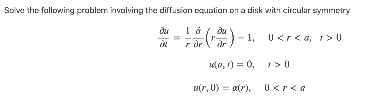 Solved Solve the following problem involving the diffusion | Chegg.com