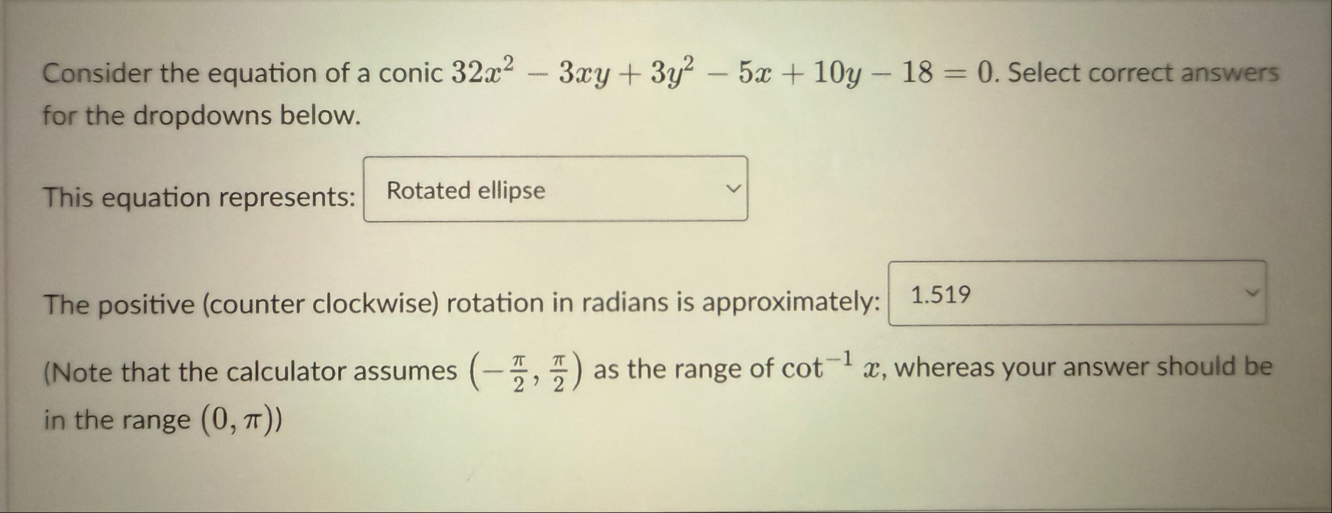 Solved Consider the equation of a conic | Chegg.com
