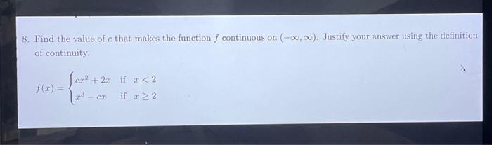 Solved Find the value of c that makes the function f | Chegg.com