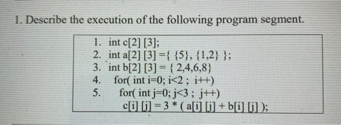 Solved 1. Describe the execution of the following program | Chegg.com