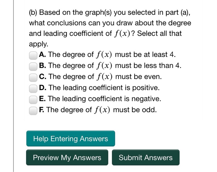 Solved (1 point) The polynomial function f(x) has zeros | Chegg.com