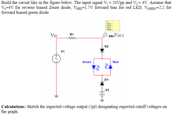 Solved The input signal V1=20Vpp ﻿and V2=4V. ﻿Assume that | Chegg.com
