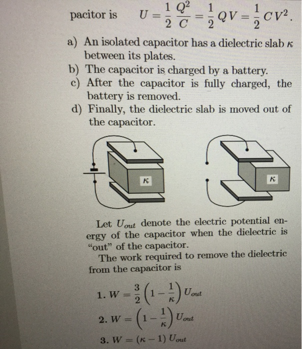 Solved The electric potential energy stored in a ca- Cv2 1 | Chegg.com