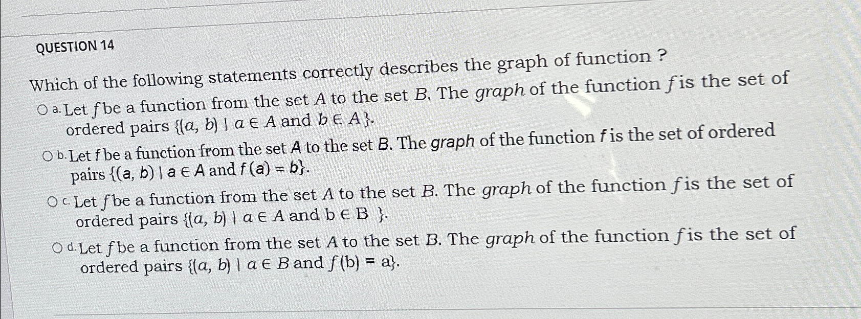 Solved QUESTION 14Which of the following statements | Chegg.com