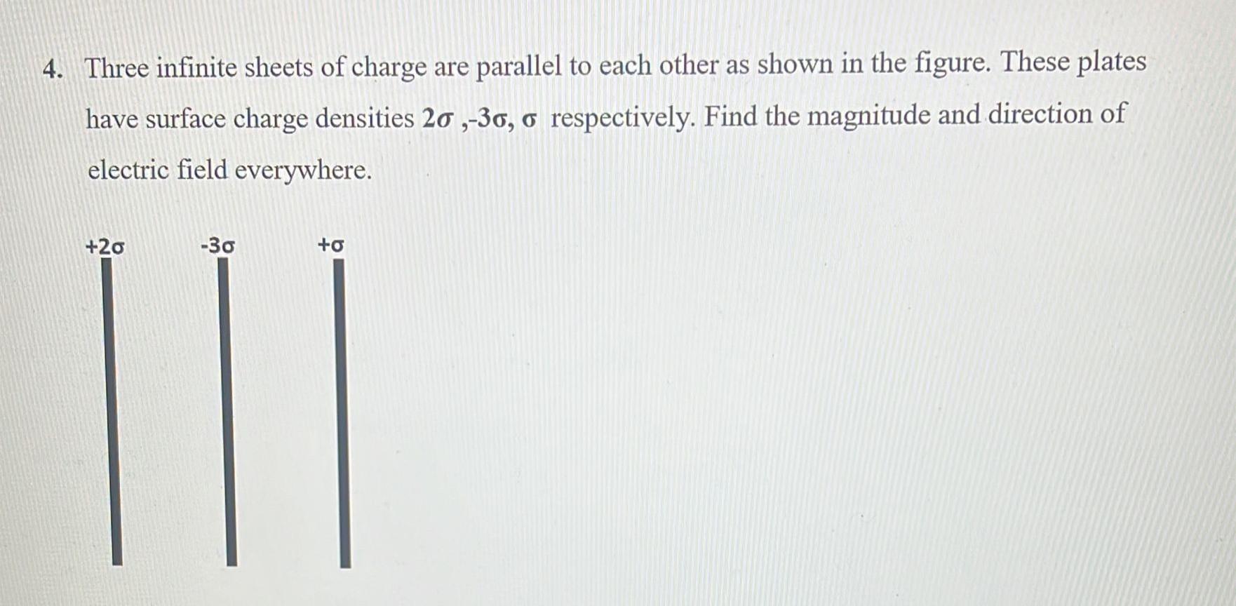 Solved Three infinite sheets of charge are parallel to each | Chegg.com