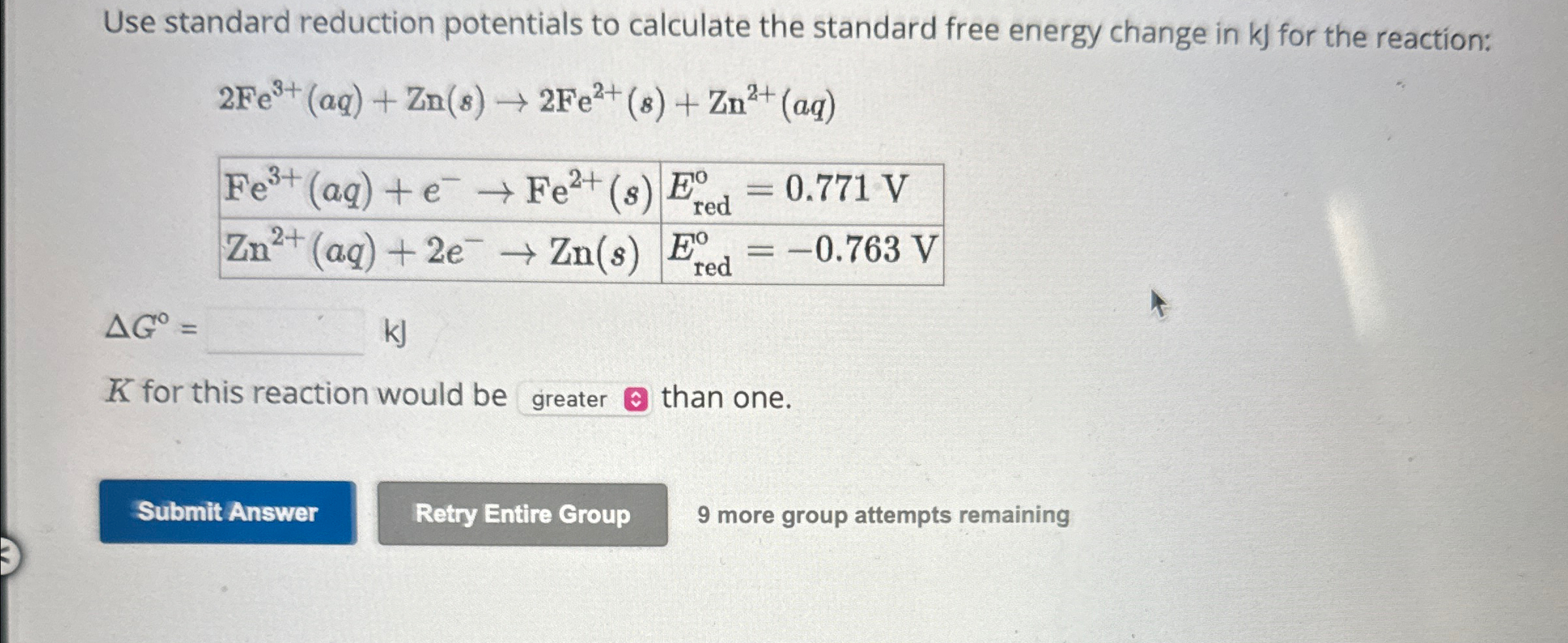 Use standard reduction potentials to calculate the | Chegg.com