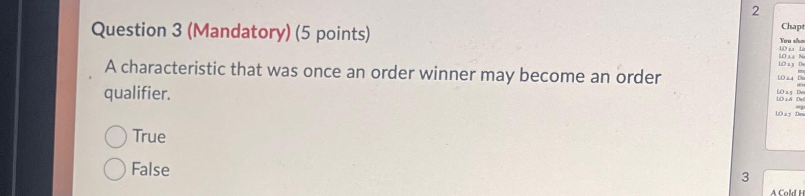Solved Question 3 (Mandatory) (5 ﻿points)A characteristic | Chegg.com