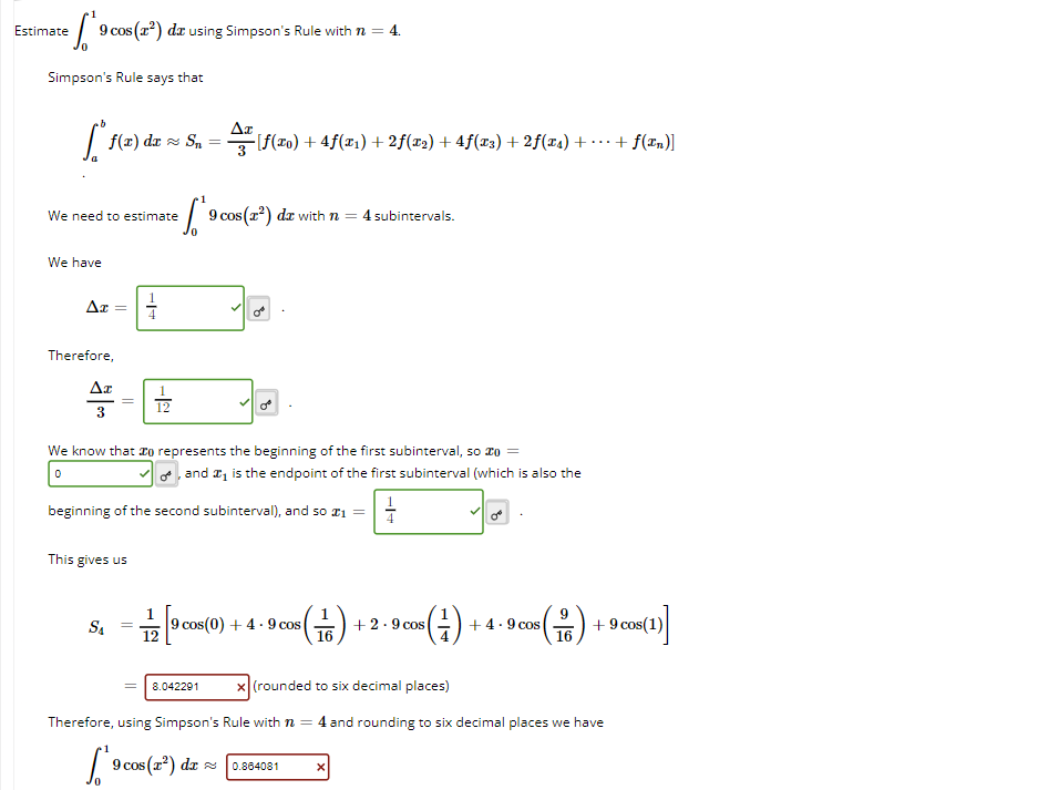 Solved Estimate ∫019cos(x2)dx ﻿using Simpson's Rule with | Chegg.com