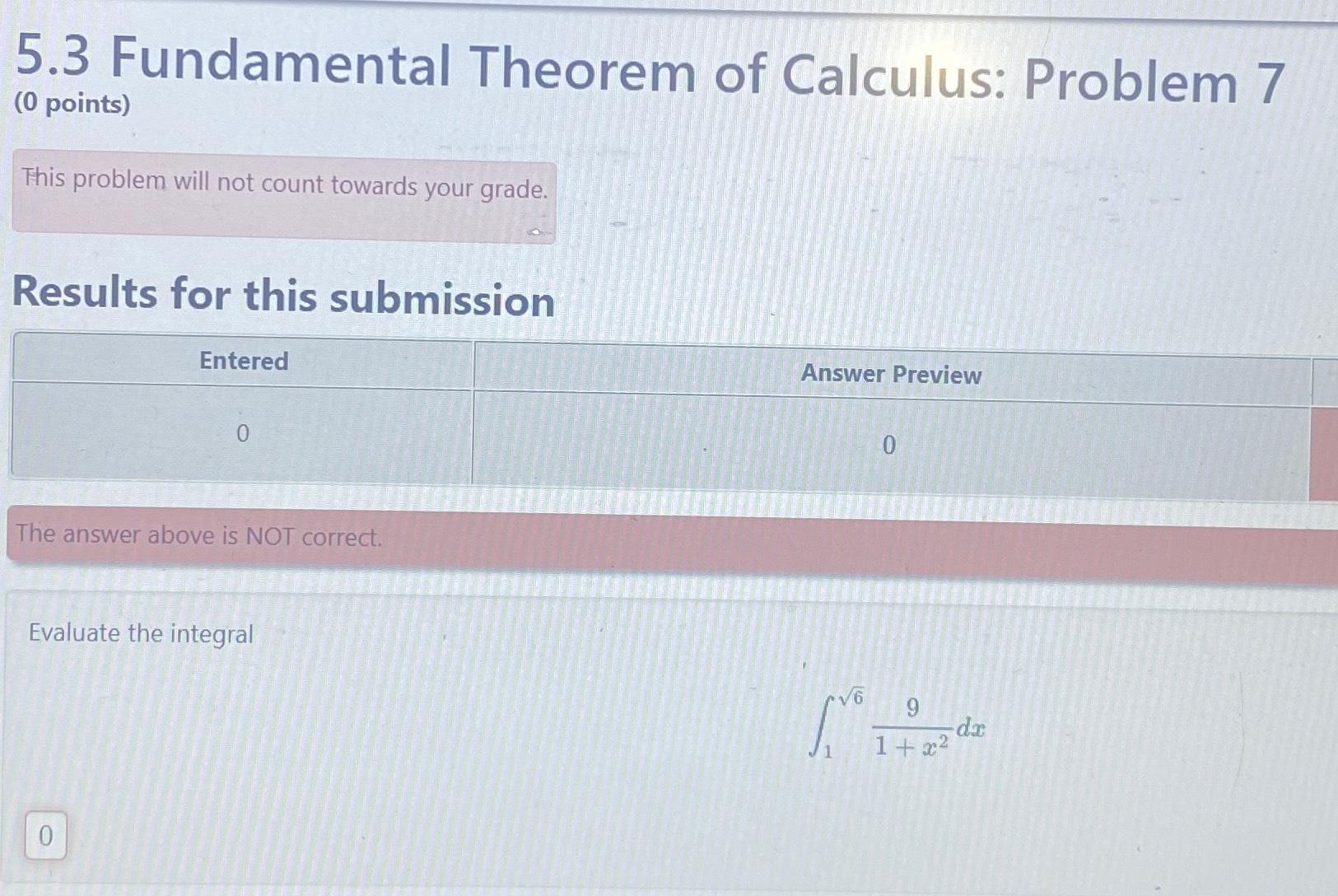 Solved 5.3 ﻿Fundamental Theorem of Calculus: Problem 7(0 | Chegg.com