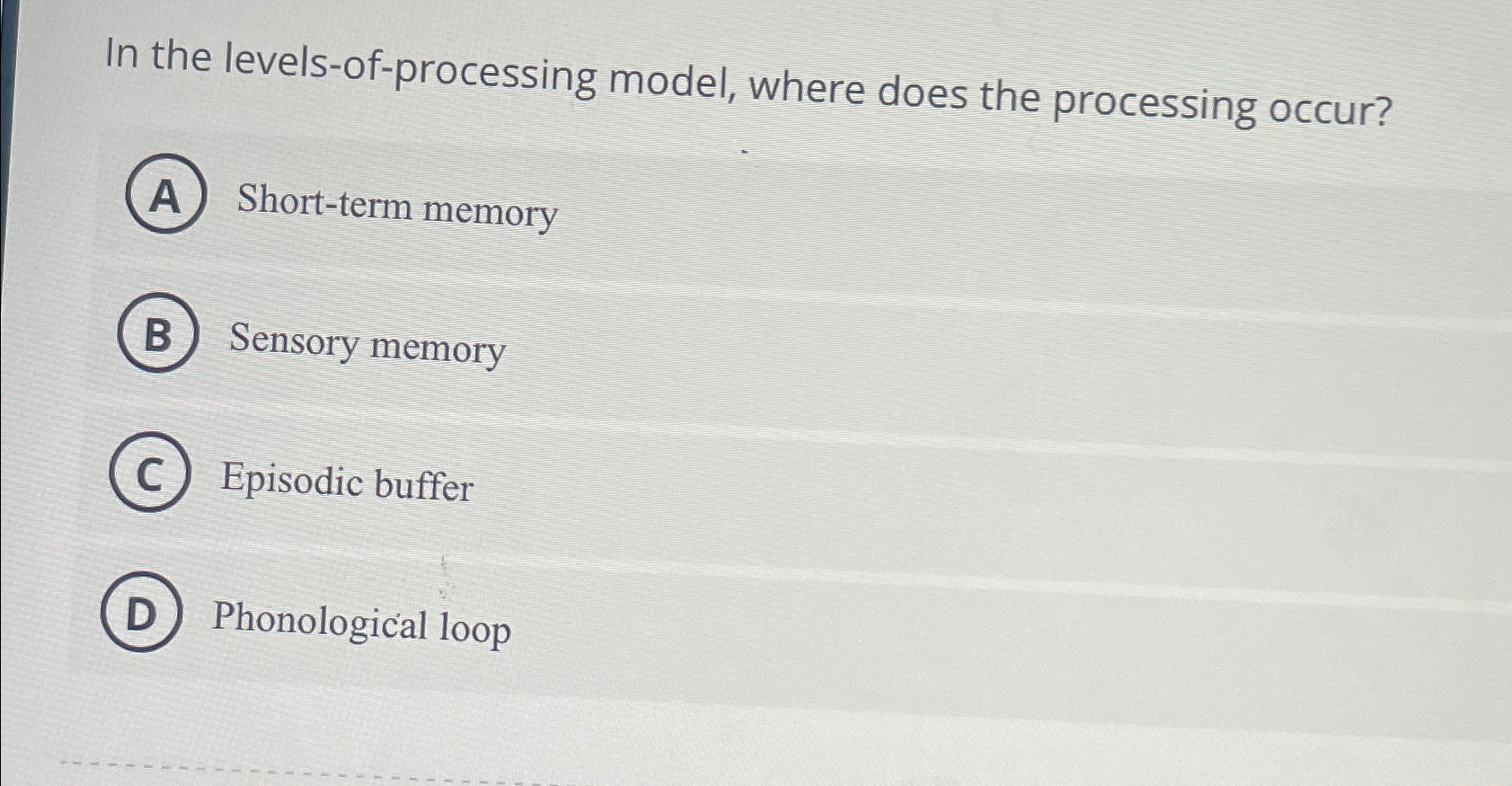 Solved In the levels-of-processing model, where does the | Chegg.com