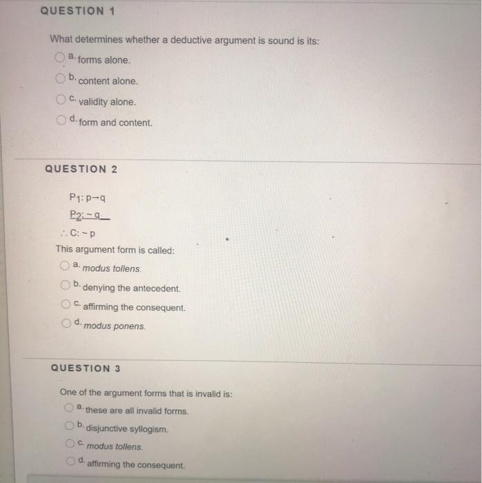 Solved QUESTION 1 What determines whether a deductive | Chegg.com