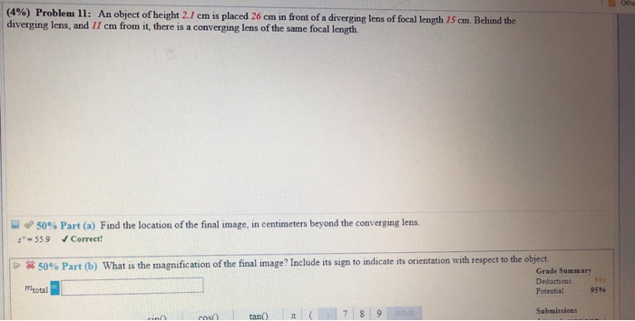 Solved (496) Problem ll: An object of height 2.1 cm is | Chegg.com