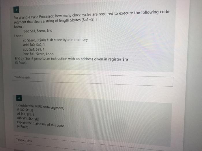 Solved For a single cycle Processor, how many clock cycles | Chegg.com