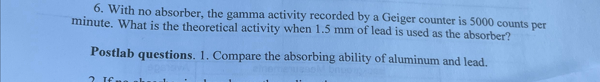 Solved With no absorber, ﻿the gamma activity recorded by a | Chegg.com