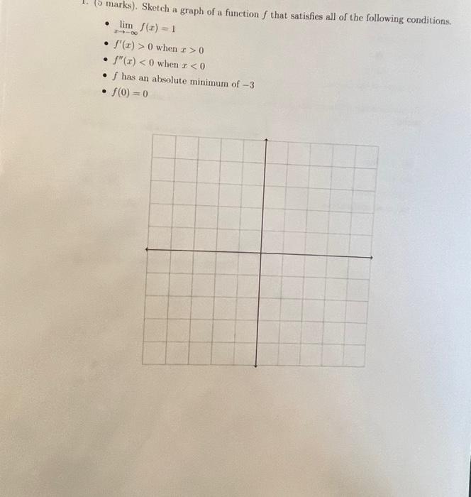 Solved 1. (5 marks). Sketch a graph of a function f that | Chegg.com