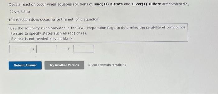 Solved Use the solubility rules provided in the OWL | Chegg.com