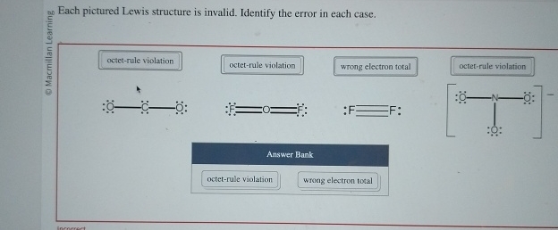 Solved an Each pictured Lewis structure is invalid. Identify | Chegg.com