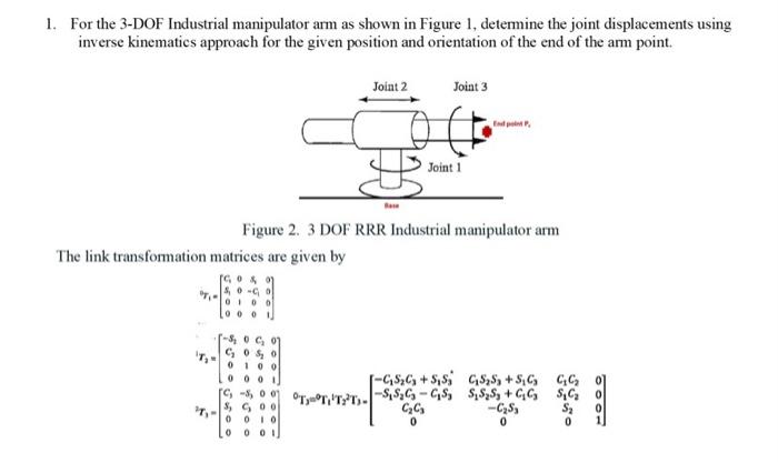 1. For the 3-DOF Industrial manipulator arm as shown | Chegg.com