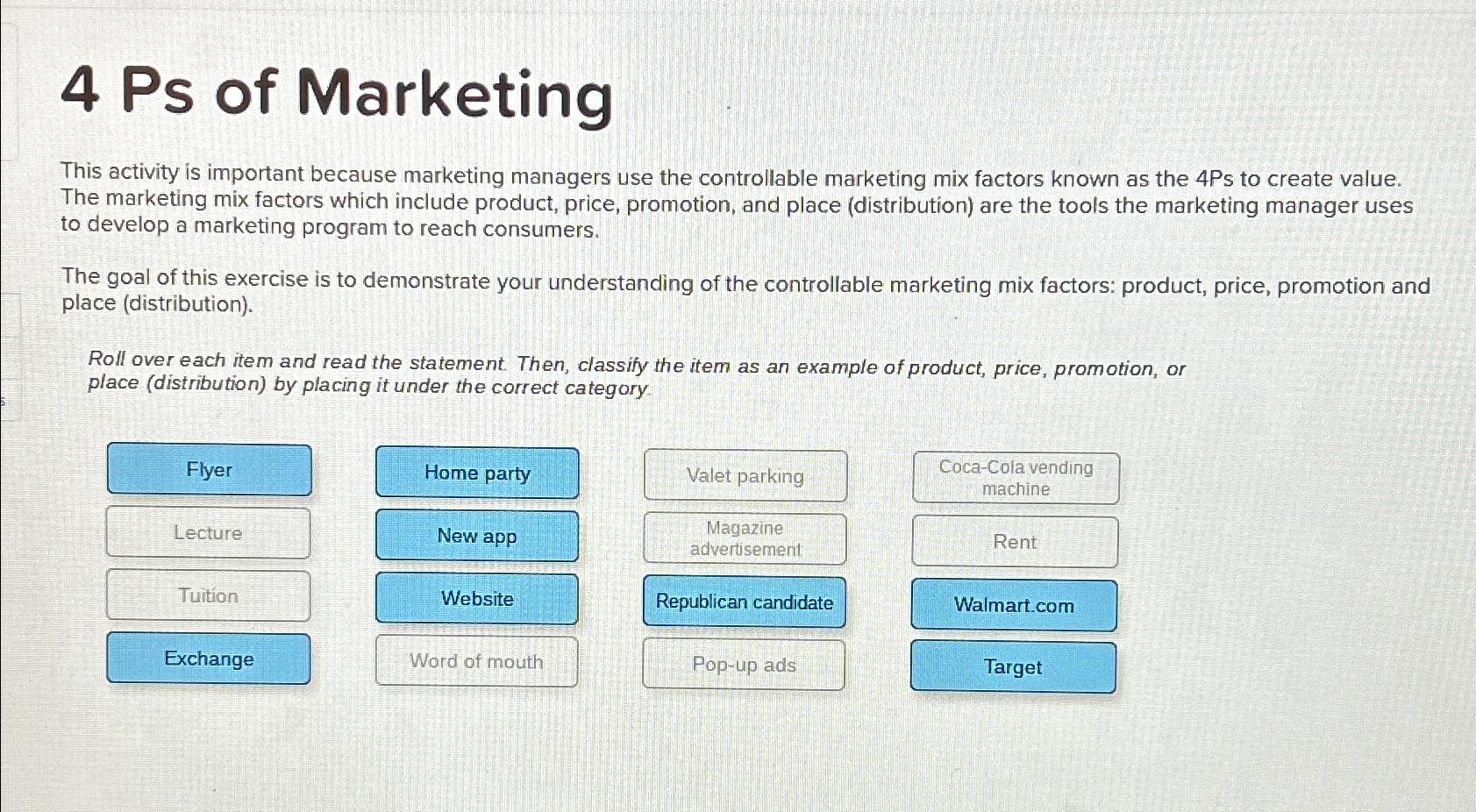 Solved 4 ﻿Ps of MarketingThis activity is important because | Chegg.com