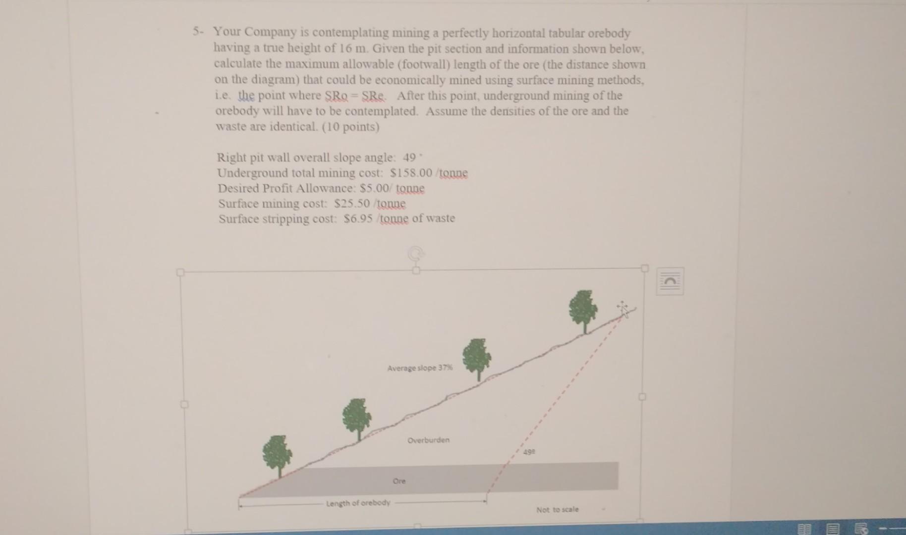 Solved 5- Your Company is contemplating mining a perfectly | Chegg.com