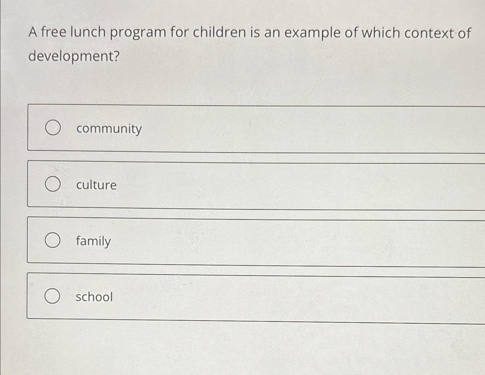 Solved A free lunch program for children is an example of | Chegg.com