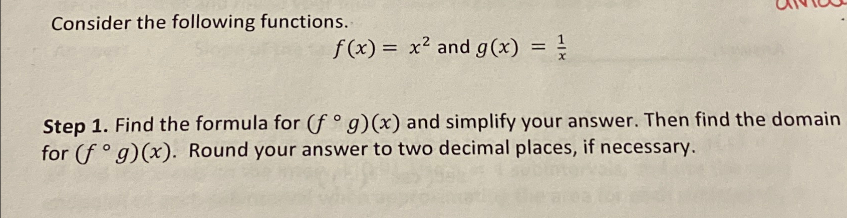 Solved Consider the following functions.f(x)=x2 ﻿and | Chegg.com
