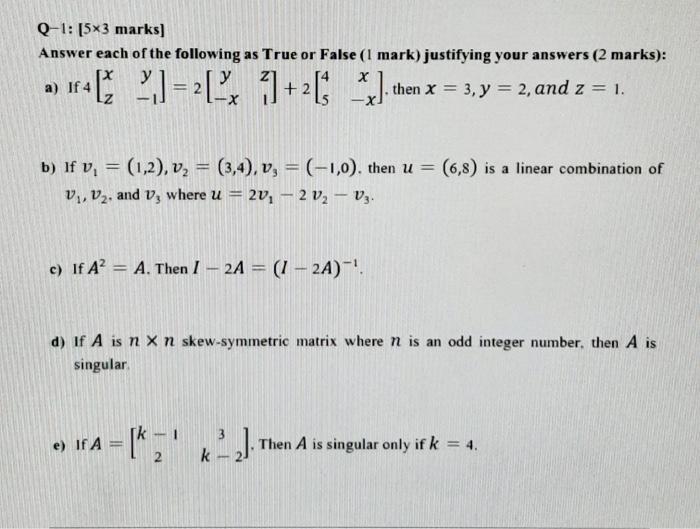 Solved Answer each of the following as True or False ( 1 | Chegg.com