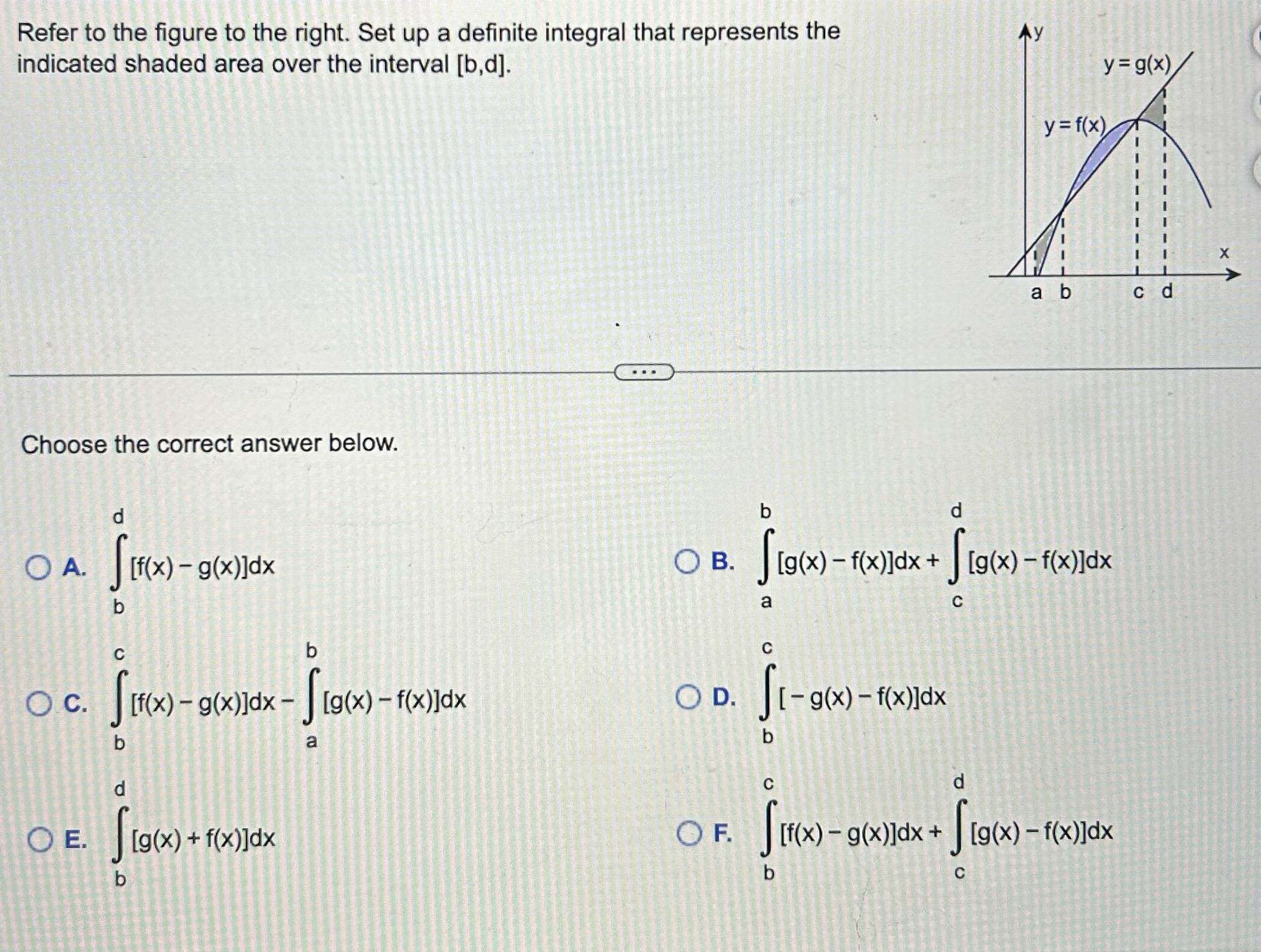 Solved Refer to the figure to the right. Set up a definite | Chegg.com
