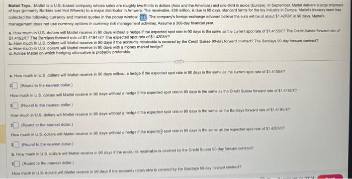 Mattel Toys. Mathel is a U.S.-based company whose | Chegg.com