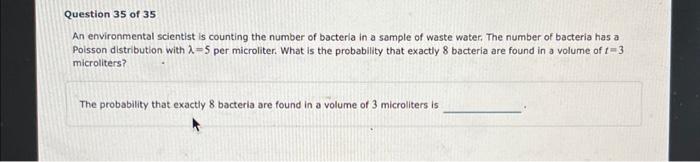 Solved An environmental scientist is counting the number of | Chegg.com