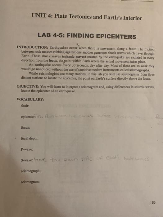 Solved UNIT 4: Plate Tectonics and Earth's Interior LAB 4-5: | Chegg.com