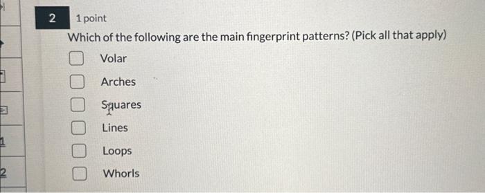 Solved Which of the following are the main fingerprint | Chegg.com