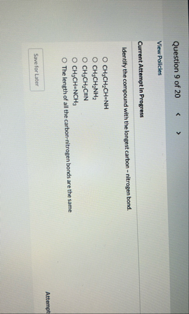 Solved Question 9 ﻿of 20View PoliciesCurrent Attempt In | Chegg.com